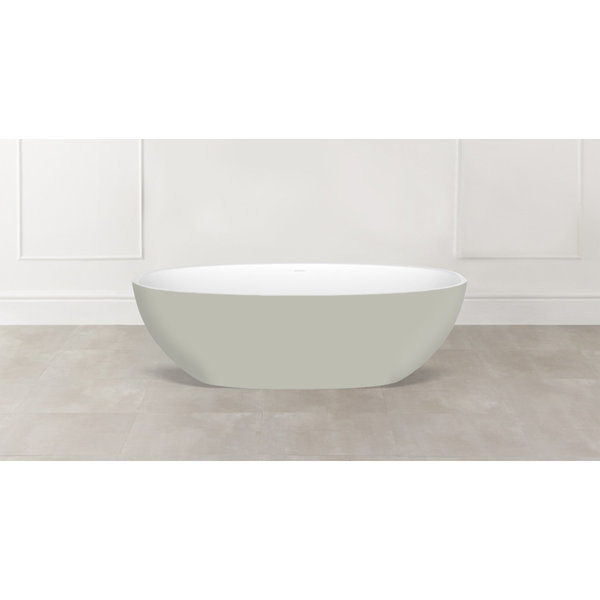 Victoria + Albert Barcelona 66.875" x 31.75" Freestanding Soaking Bathtub in Volcanic Limestone ...